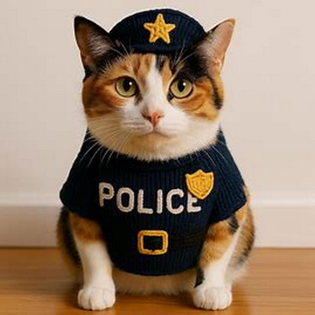 Knitting Pattern: Cat Police Costume, Halloween Outfit for Cat! (PDF ...