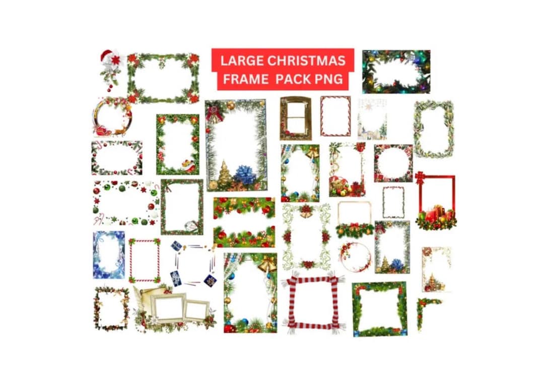 Christmas Frames MEGA Pack: PNG Transparent Clip Art (digital Download ...