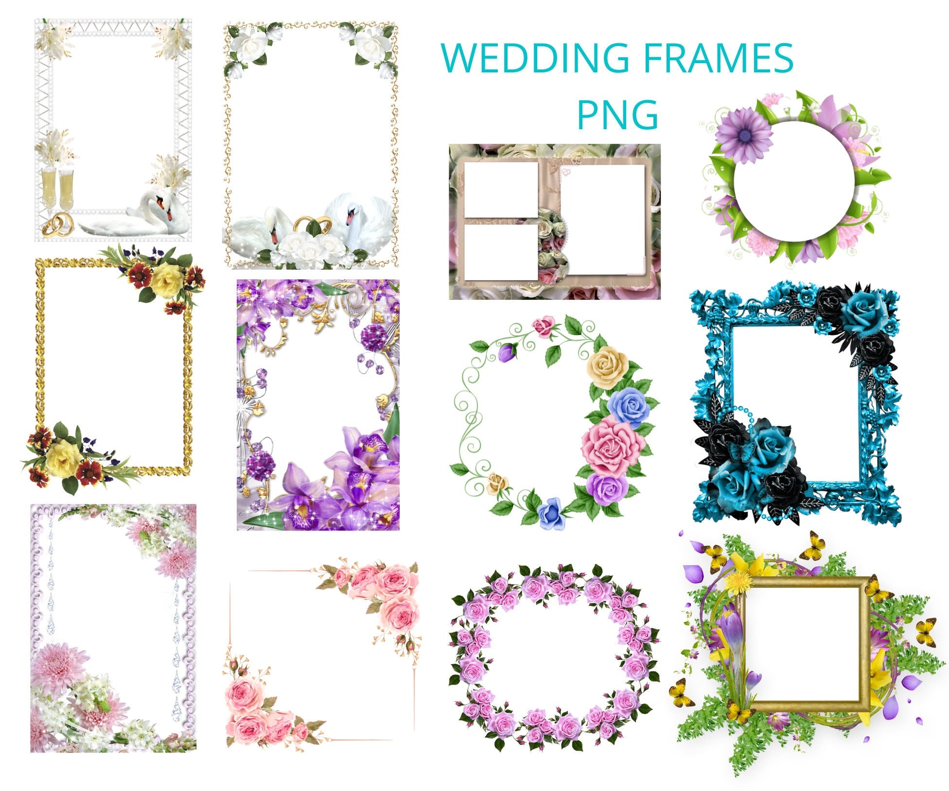 Wedding/engagement Frame Clip Art PNG Digital Download - Etsy