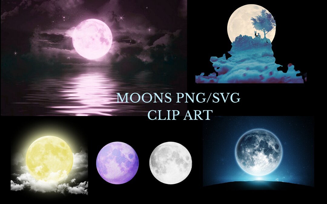 Colorful Moons PNGS/SVGS Clip Art Transparent Background/sublimation ...