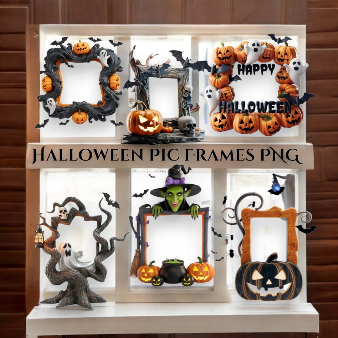 Halloween Picture Frame Set: Spooky PNG Digital Download - Etsy