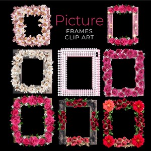 Picture Frame Clip Art, Flower Photo Frames, Digital Frame for Pictures ...
