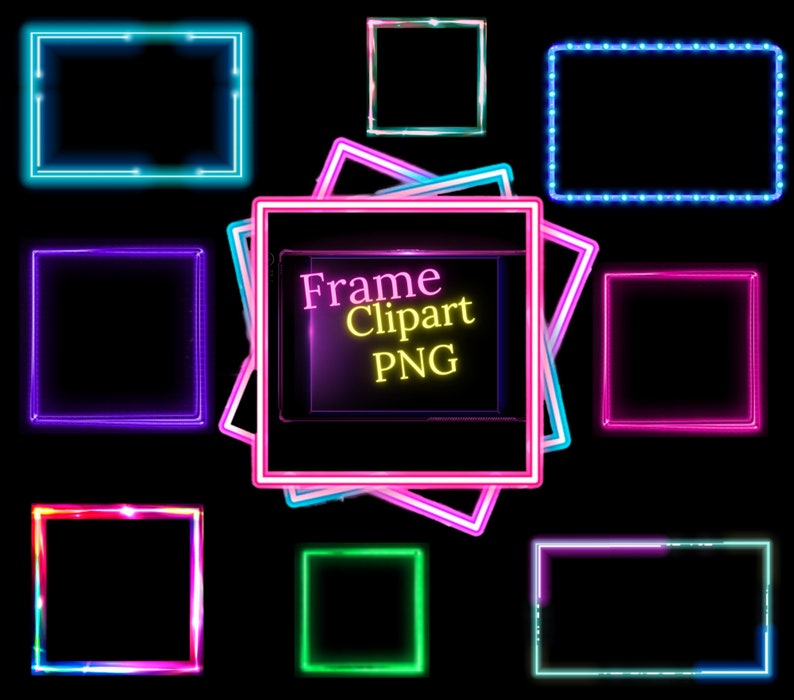 Neon Frame Clip Art Pack PNGS/ Digital Download/neon Frame - Etsy