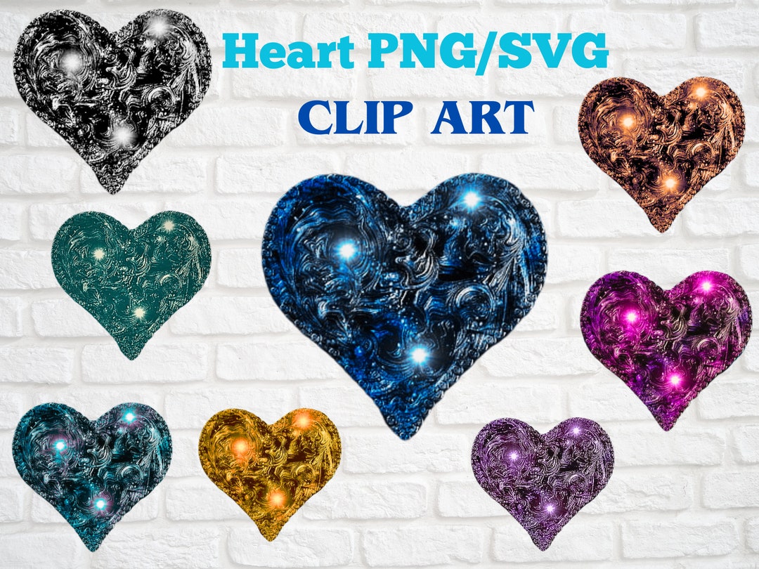 Jewel Colored Hearts Clip Art Pearl Heart Designs/digital Download Only ...