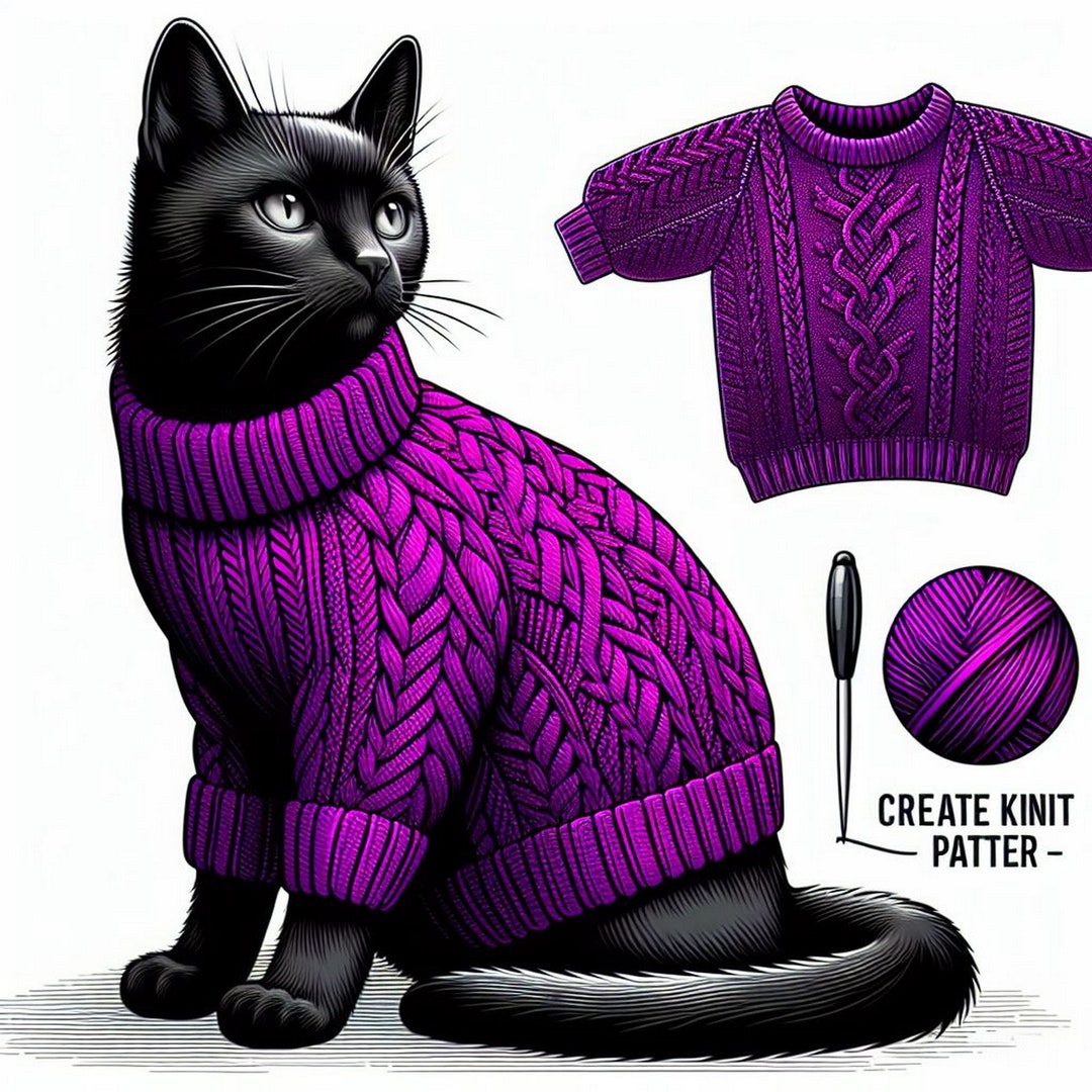 Cat Sweater Knitting Pattern PDF, Cozy Cat Sweater, Kitty Costume ...