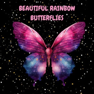 Rainbow Butterfly Clip Art Pack /multi-color Butterflies Pngs/ Digital ...