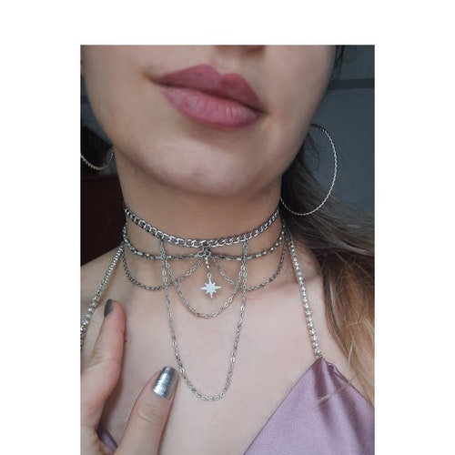 Silver Choker Necklace Chokers Jewelry Stainless - Etsy