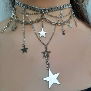 Silver Choker Star Choker Star Necklace Chokers - Etsy