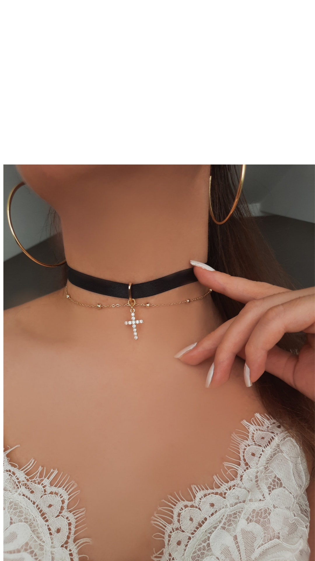 Cross Choker Necklace , Cross Necklace , Chokers , Jewelry - Etsy