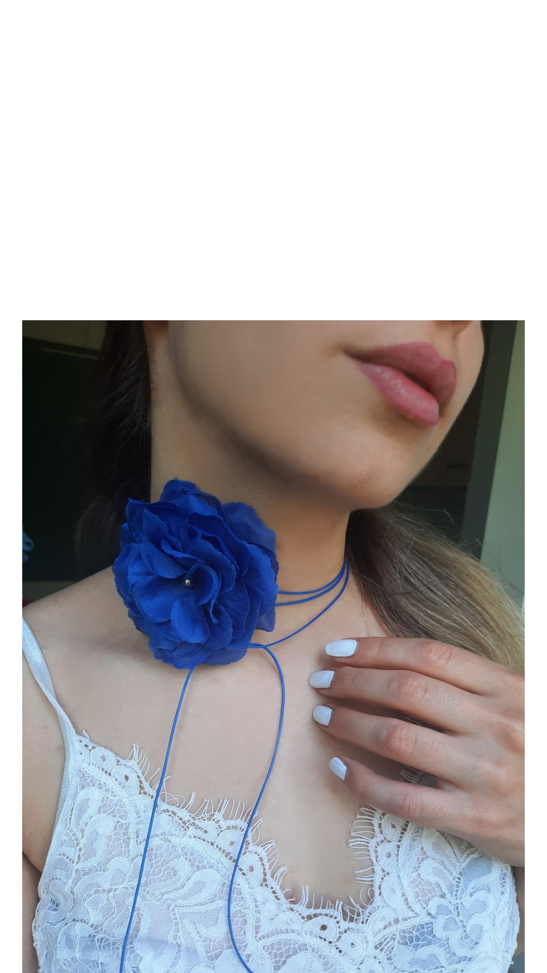 Blue Rose Flower Choker Necklace , Chokers , Jewelry - Etsy