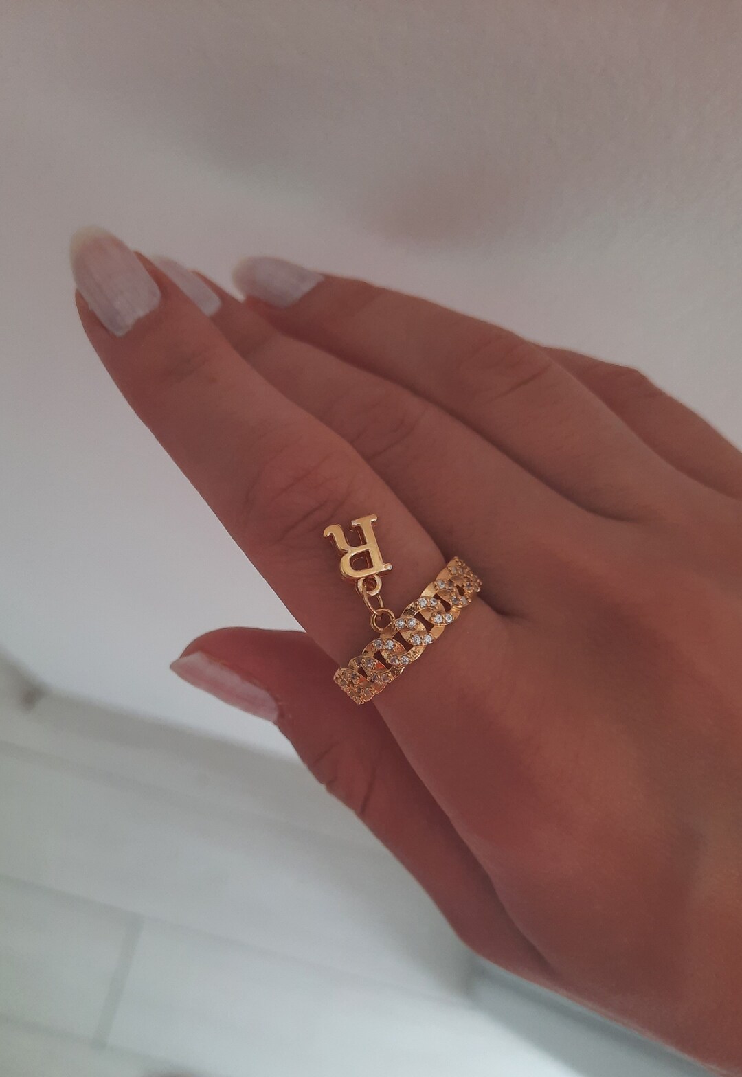 14K Solid Gold Letter Ring , Personalized Letter Ring , Personalized ...