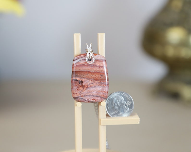 Hickoryite Rectangular Pendant Excellent Pink, Red and Brown Patterning ...