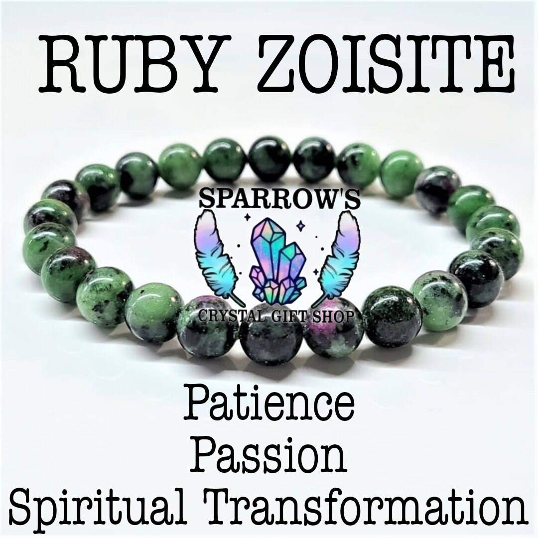 Ruby Zoisite Healing Crystal Natural Beads Bracelet-patience passion ...