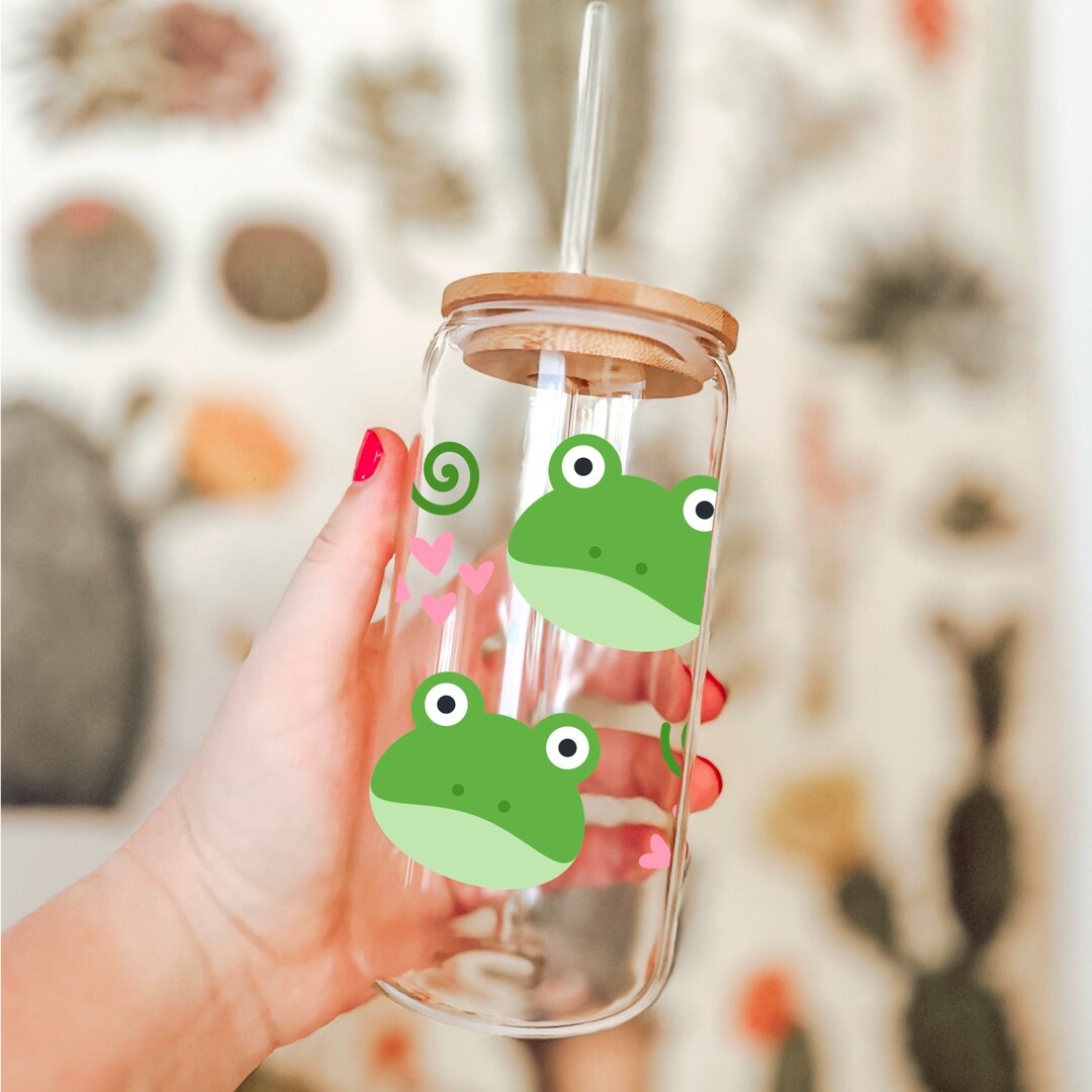 Cute Frog Face Libby Glass Wrap Svg and Png Digital Files. - Etsy