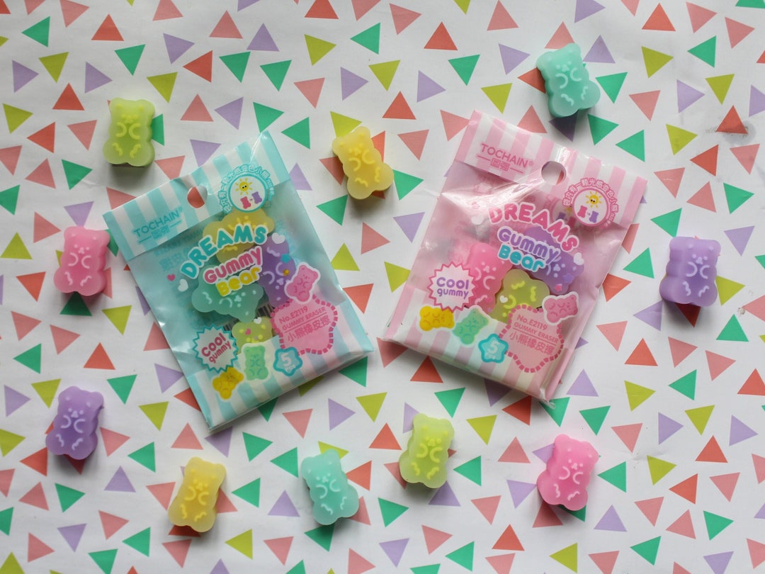 Kawaii Cute Gummy Bear Eraser Cute Erasers Stationary - Etsy