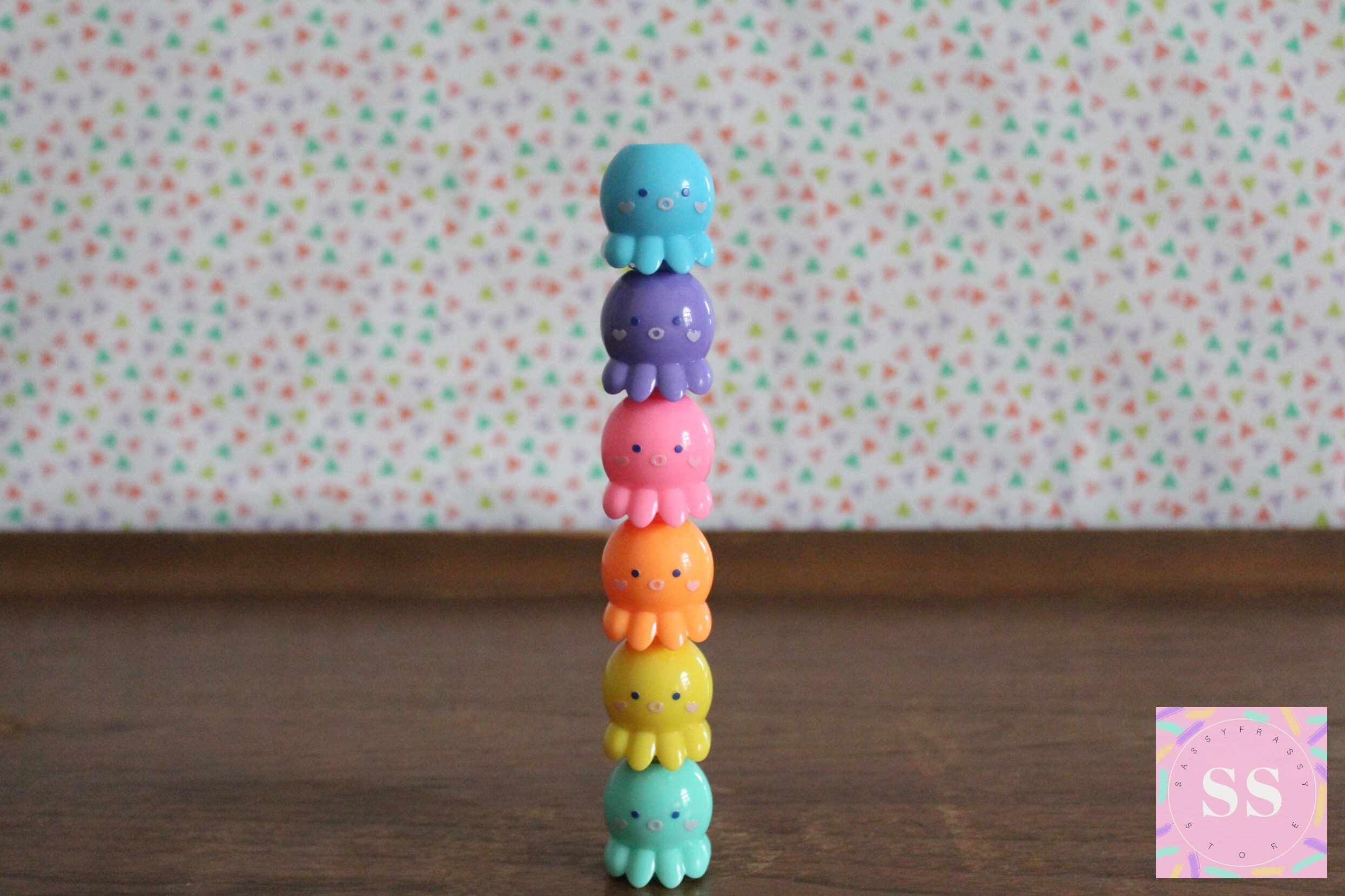 Colorful Cute Kawaii Octopus Highlighter 6 Piece Stackable Set - Etsy