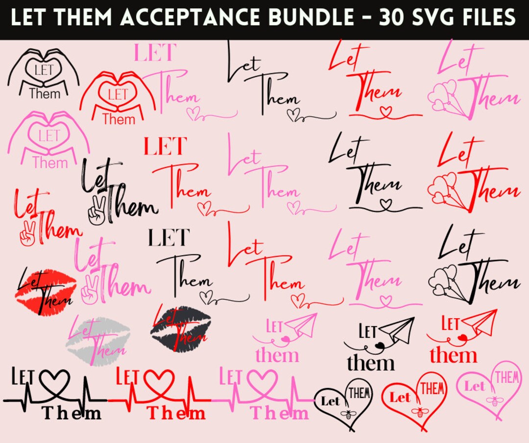 Let Them SVG Bundle, Mental Health Acceptance, Self-love Decals ...
