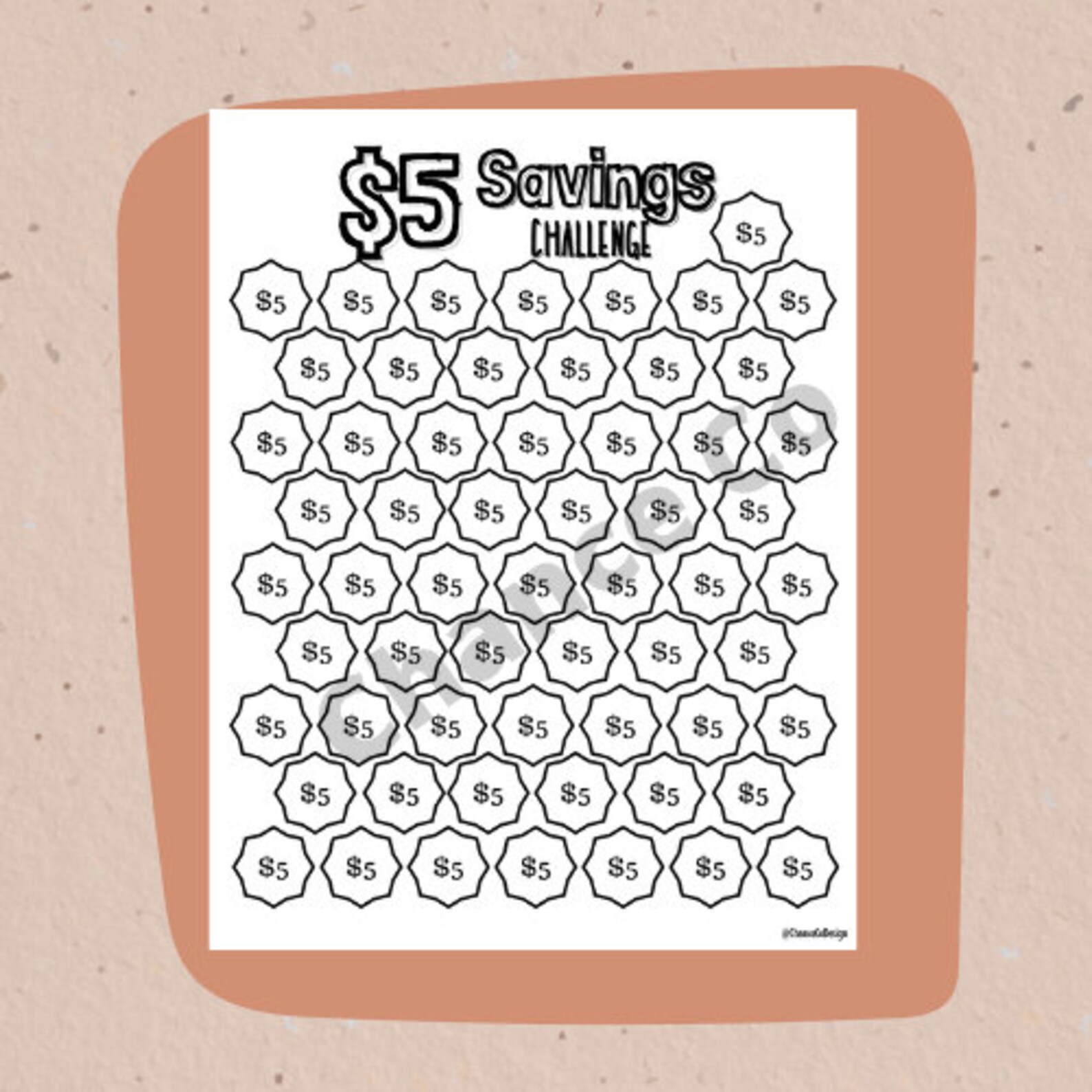 Five Dollar Savings Challenge - Etsy