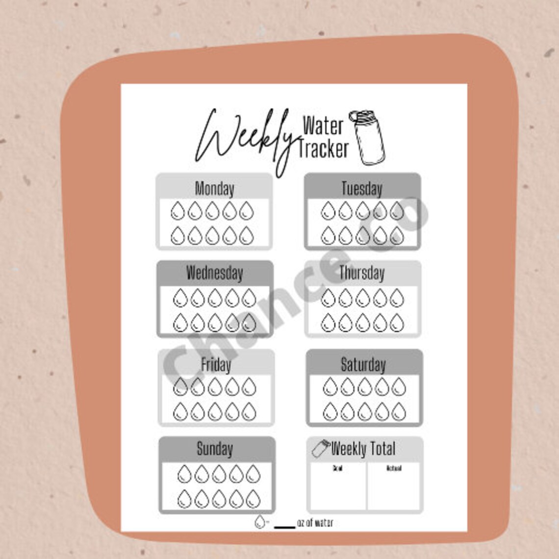Daily/weekly Water Tracker Printable - Etsy