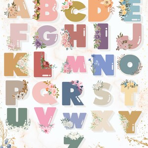 26 Colorful Alphabet Floral Clipart Word Flower PNG SVG Transparent ...