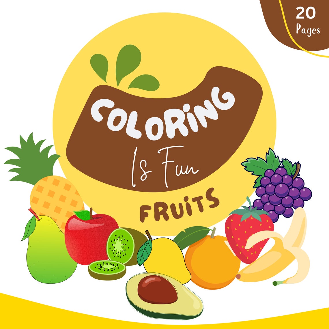 20 Pages Kawaii Coloring Book Fruits Series for Kids and Adult ...