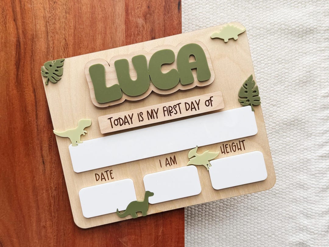 Dinosaur School Sign | Construction First Day of School Board ...