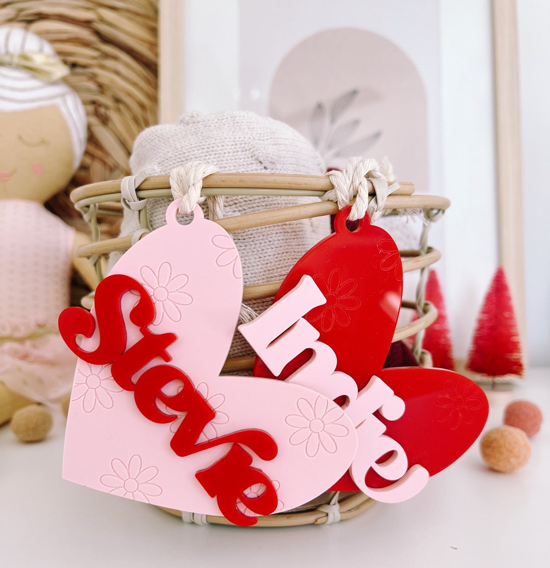 Valentine's Day Daisy Engraved Heart Tag / Valentine's Day Basket Tag ...