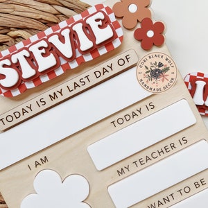 First Day of School Sign / Checkered Boho Sign / Personalized First Day ...