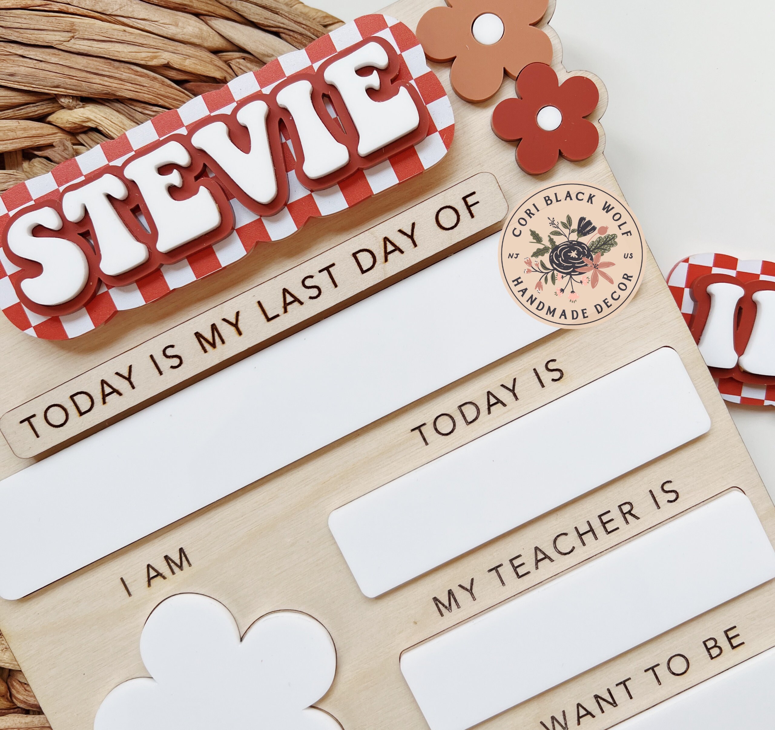 First Day of School Sign / Checkered Boho Sign / Personalized First Day ...