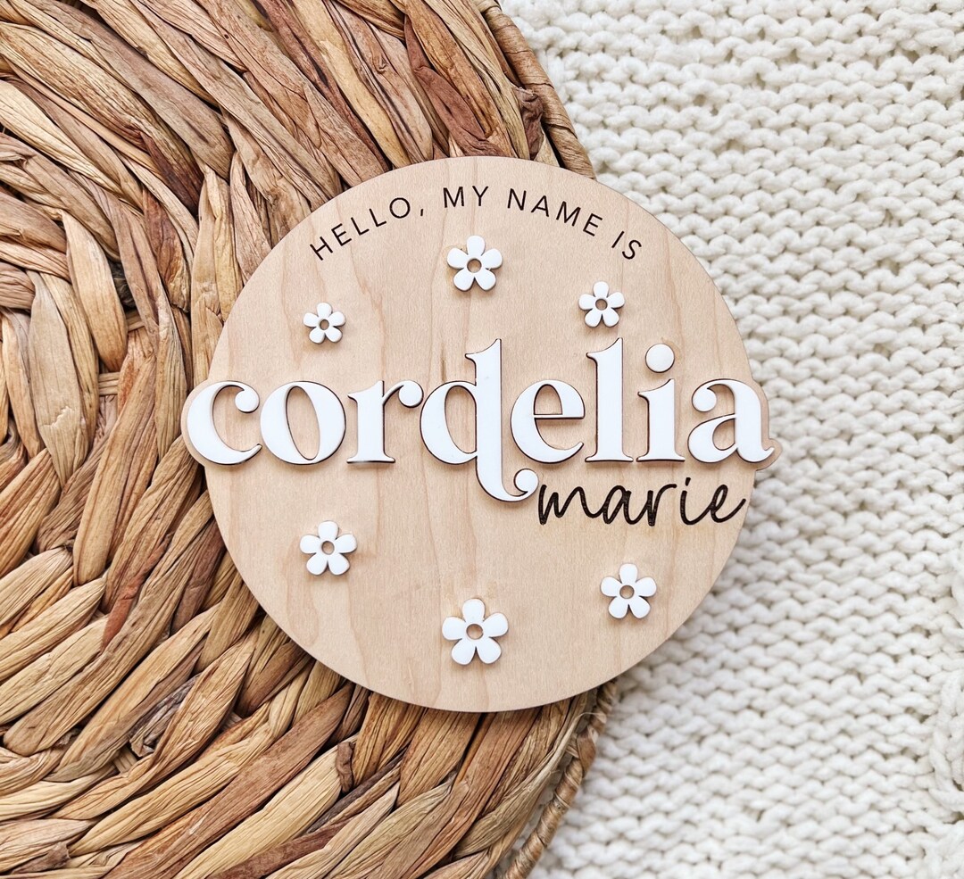Retro Baby Name Announcement | Acrylic Baby Name Announcement Sign ...