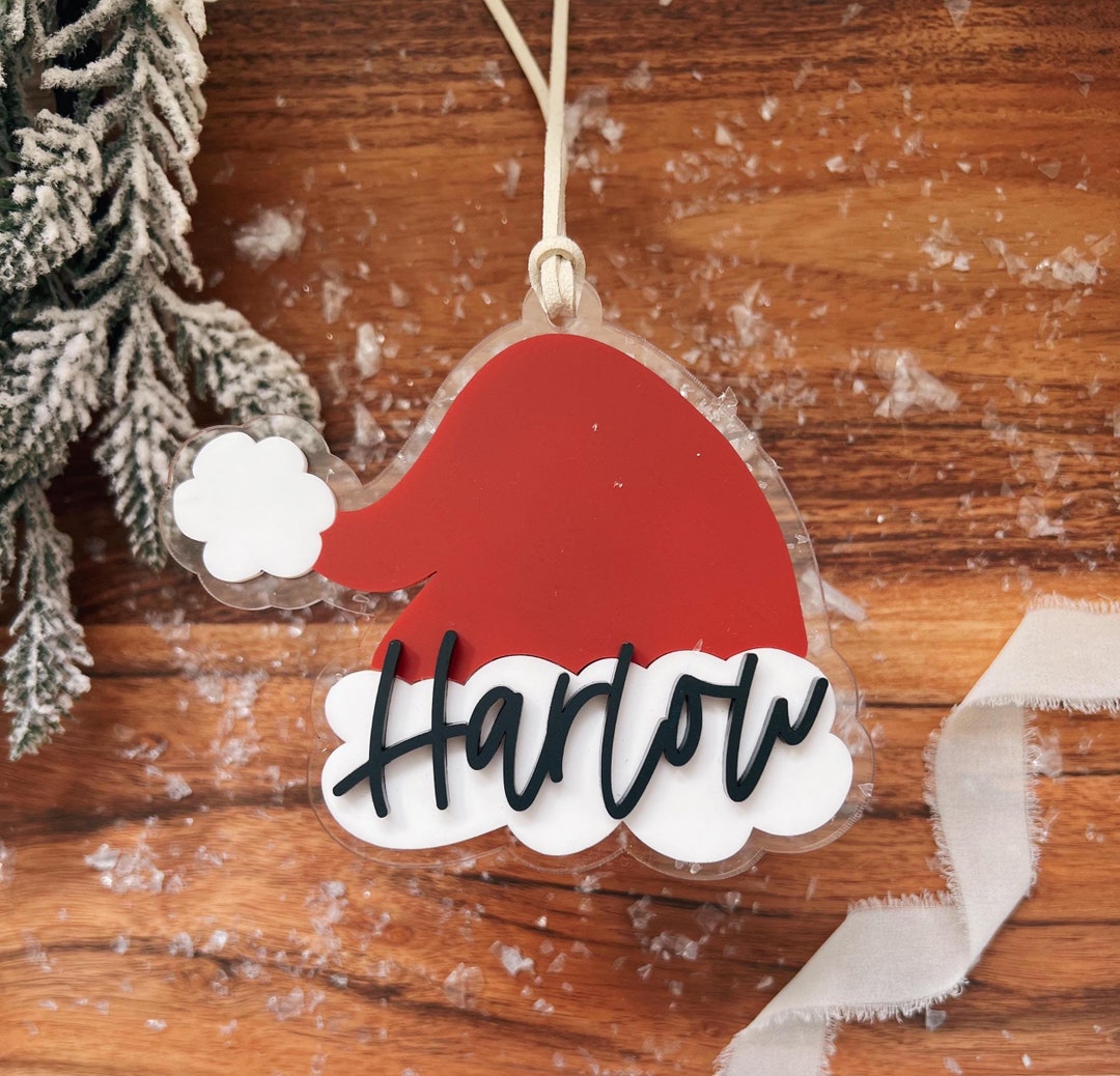 Santa Hat Ornament | Santa Hat Stocking Tag | Keepsake Ornament | Baby ...