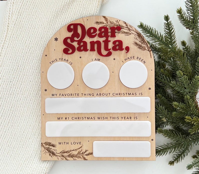 Dear Santa Board / Christmas Keepsake / Dry Erase Photo Prop - Etsy