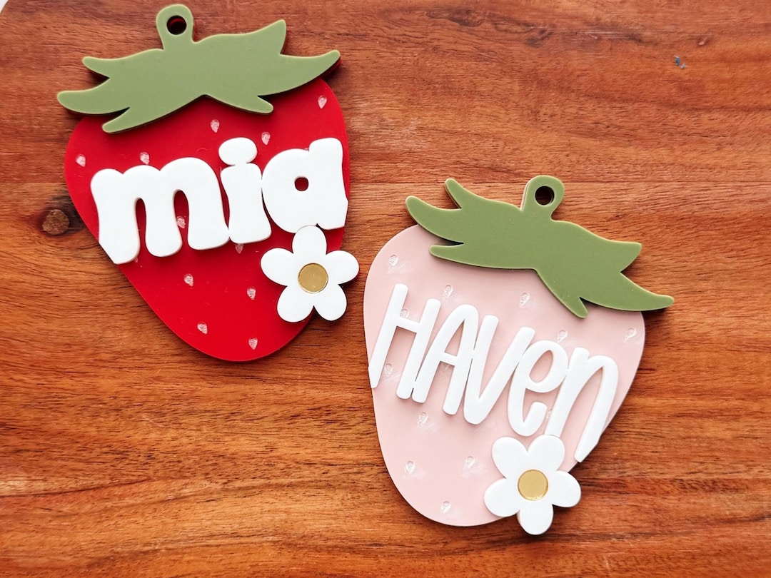 Strawberry Name Tag | Backpack Name Tag | Backpack Keychain | Diaper ...