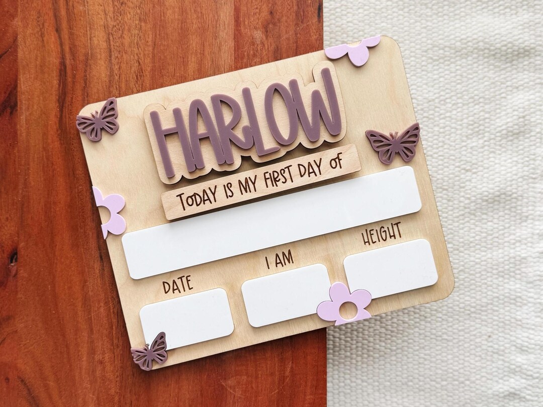 Butterfly School Sign | Construction First Day of School Board ...