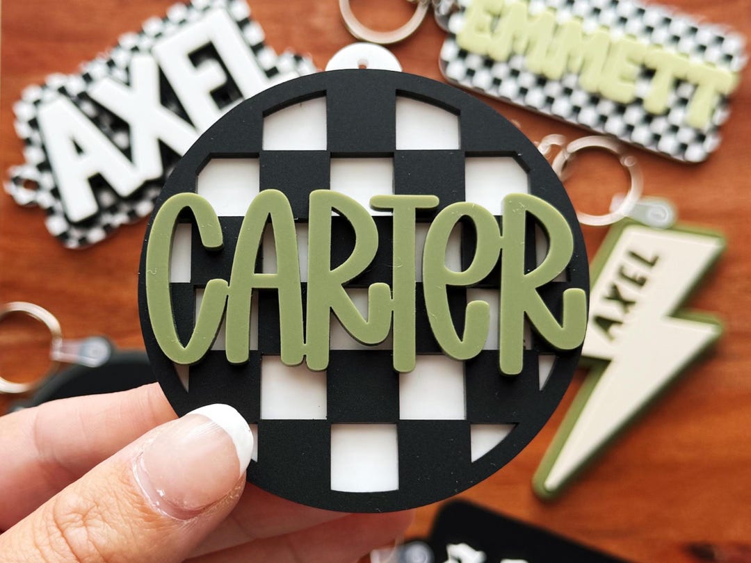 Checkered Name Tag | Backpack Name Tag | Backpack Keychain | Diaper Bag ...