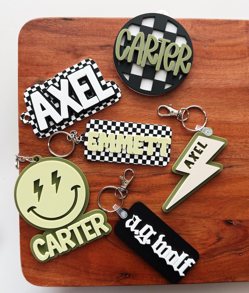 Checkered Name Tag | Backpack Name Tag | Backpack Keychain | Diaper Bag ...