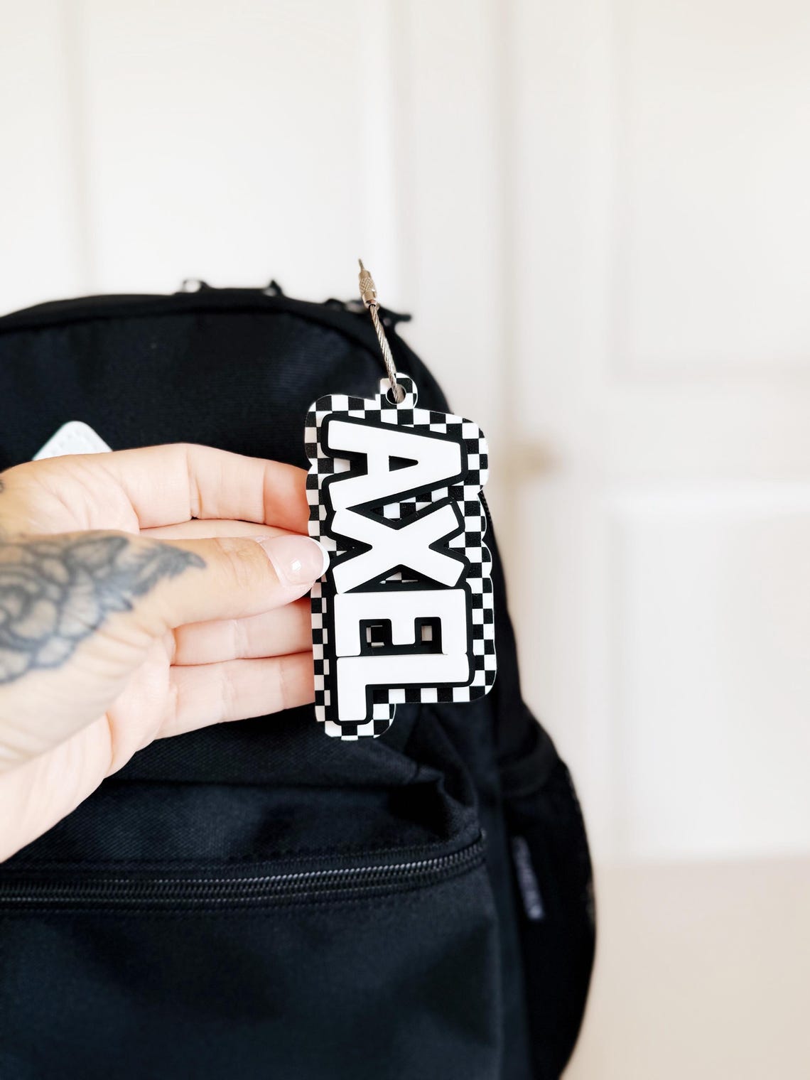 Checkered Name Tag | Backpack Name Tag | Backpack Keychain | Diaper Bag ...