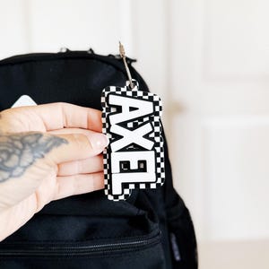 Checkered Name Tag | Backpack Name Tag | Backpack Keychain | Diaper Bag ...