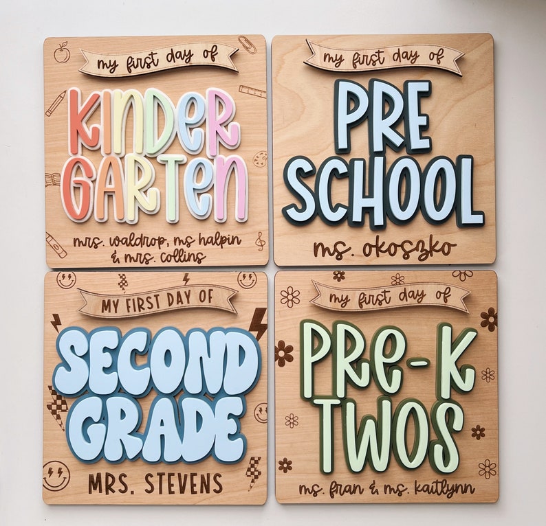 Engraved First Day of School Sign / Personalized First Day of School ...