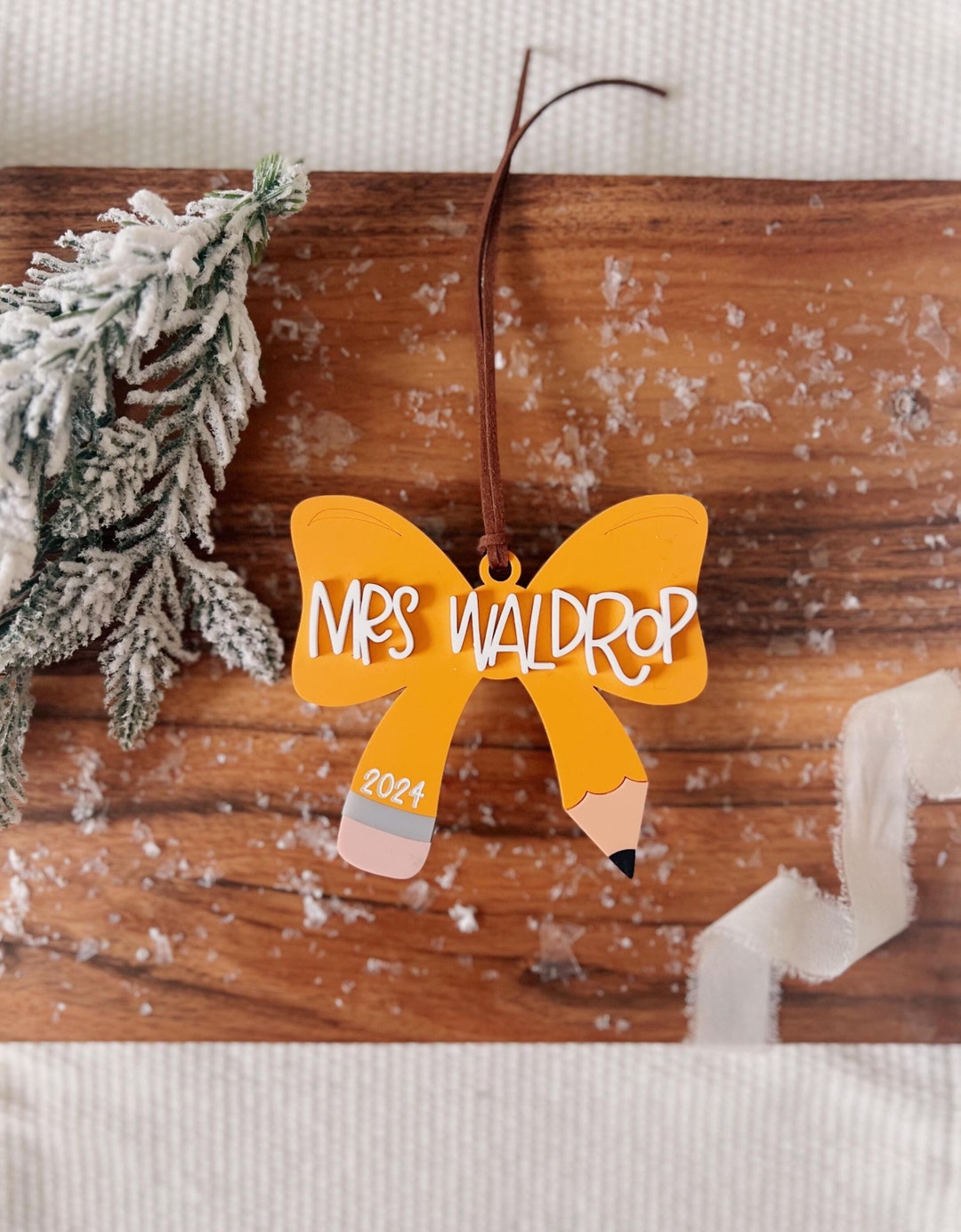 Bow Pencil Ornament | Teacher Ornament | Personalized Teacher Ornament ...