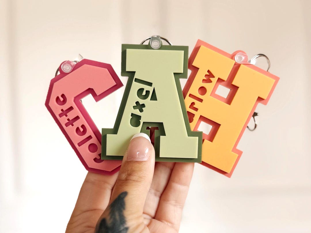 Varsity Letter Tag | Backpack Name Tag | Backpack Keychain | Diaper Bag ...