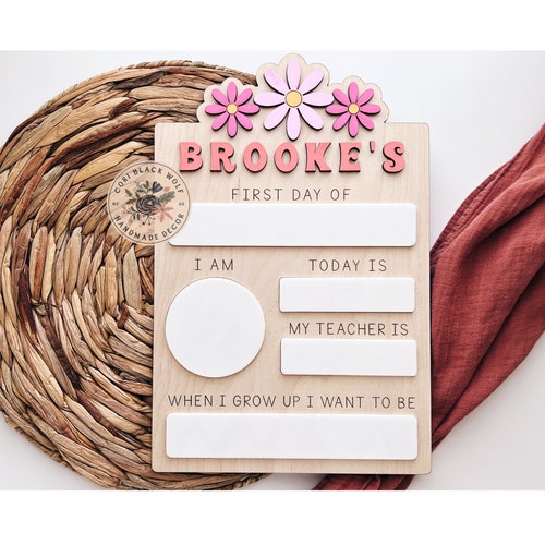 Personalized First Day of School Sign Interchangeablefirst - Etsy