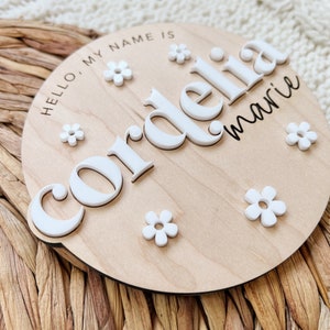 Retro Baby Name Announcement | Acrylic Baby Name Announcement Sign ...