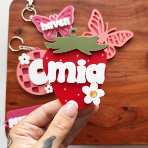 Strawberry Name Tag | Backpack Name Tag | Backpack Keychain | Diaper ...