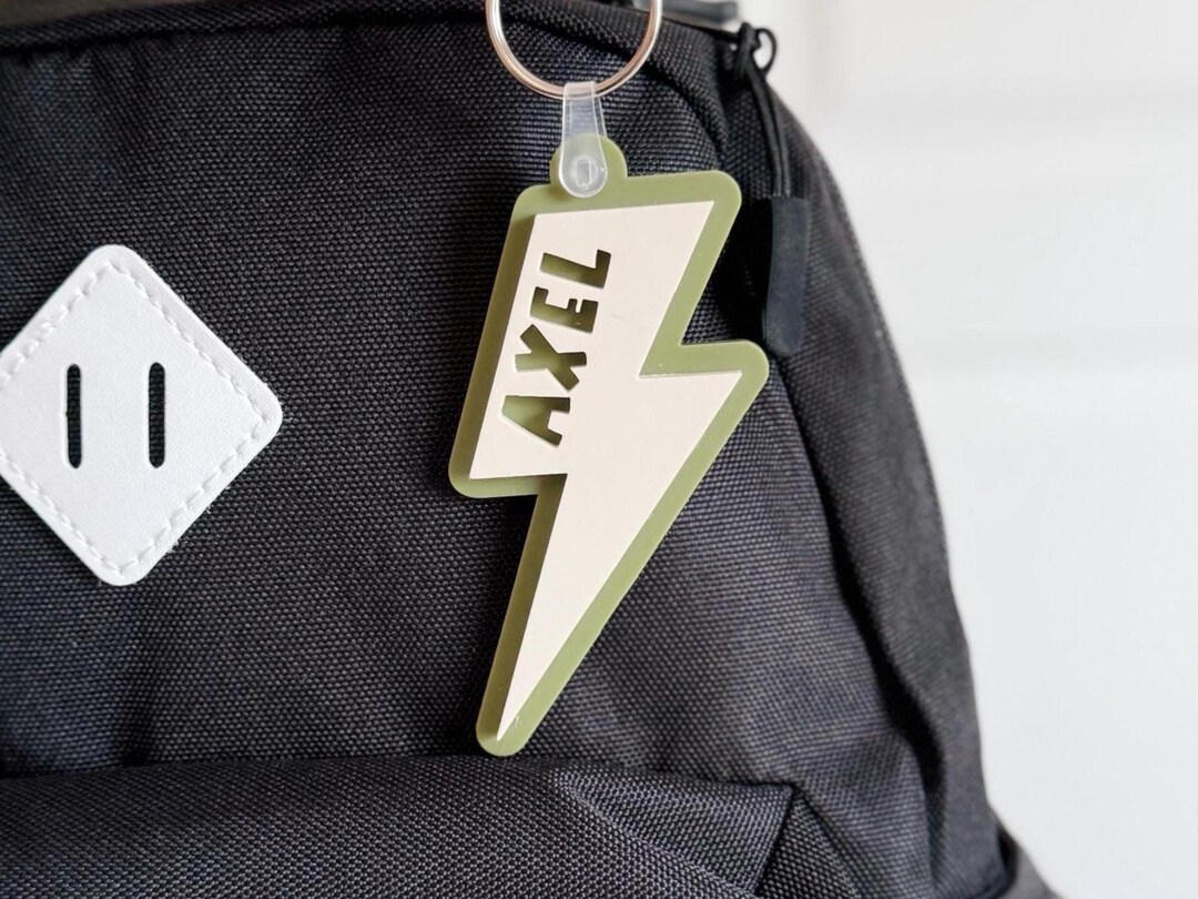 Lightening Bolt Tag | Backpack Name Tag | Backpack Keychain | Diaper ...