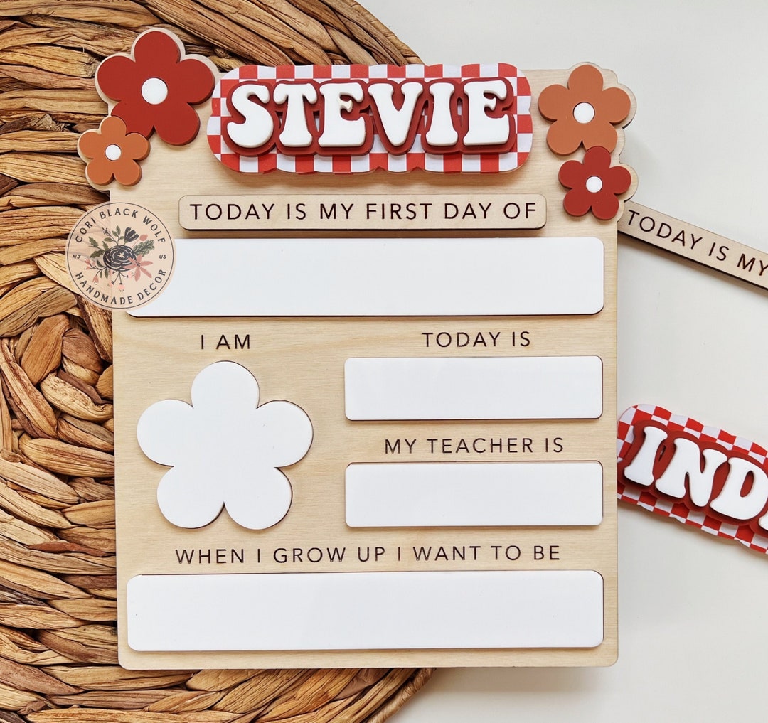First Day of School Sign / Checkered Boho Sign / Personalized First Day ...