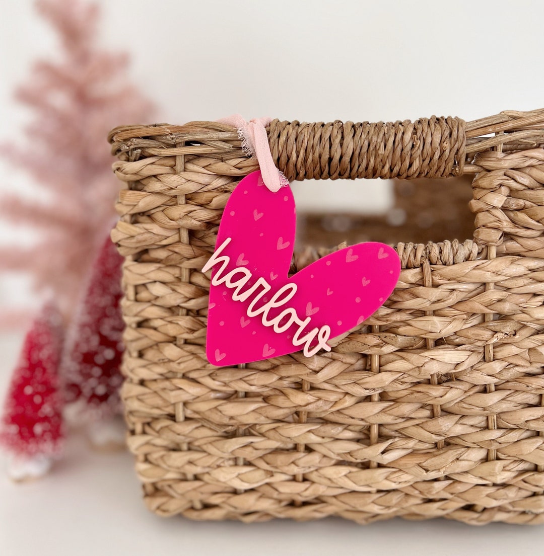 Valentine's Day Name Tag / Valentine's Day Basket Tag / Custom Name Tag ...
