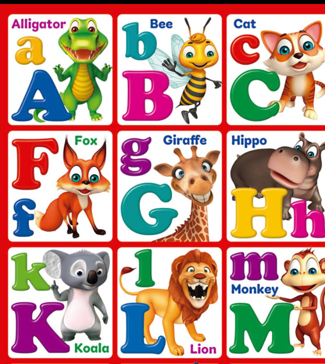 Animal Alphabet Poster. A to Z Different Animals in Beautiful Colors - Etsy