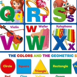 Colorful ABCD Alphabet and English Words, Shapes and Objects - Etsy