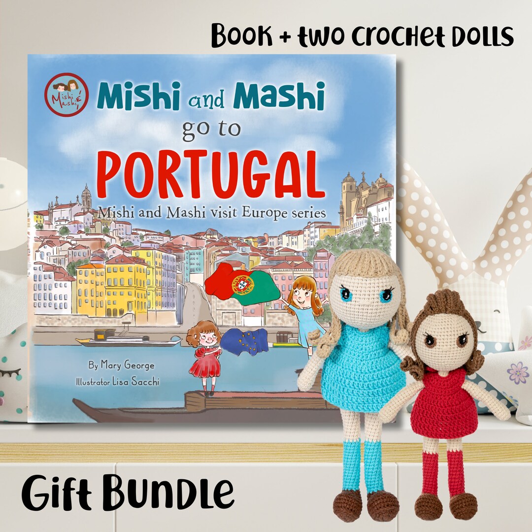 Mishi and Mashi Gift Set Portugal Children's Book + 2 Crochet Dolls ...